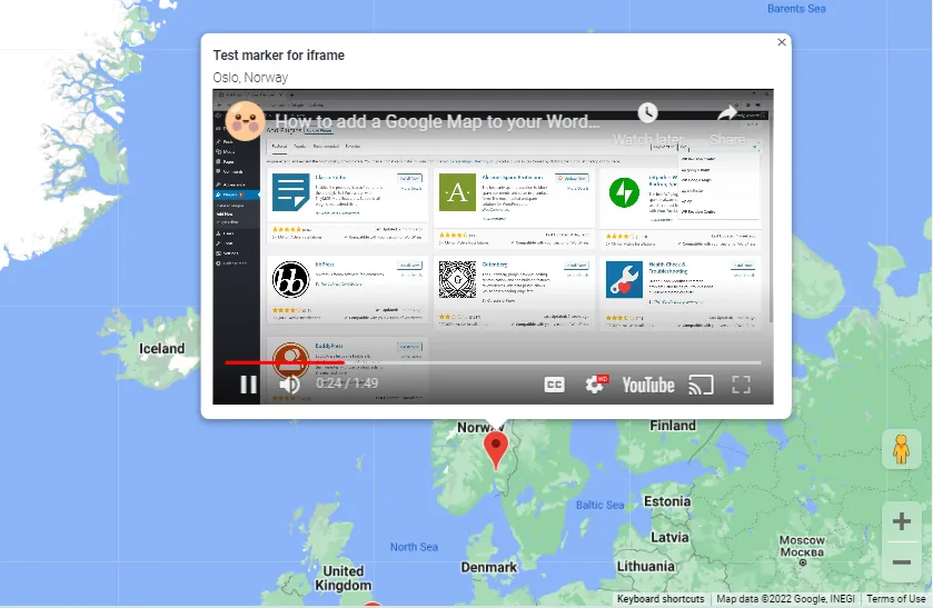 Embedding iframes in your markers - WP Go Maps Documentation