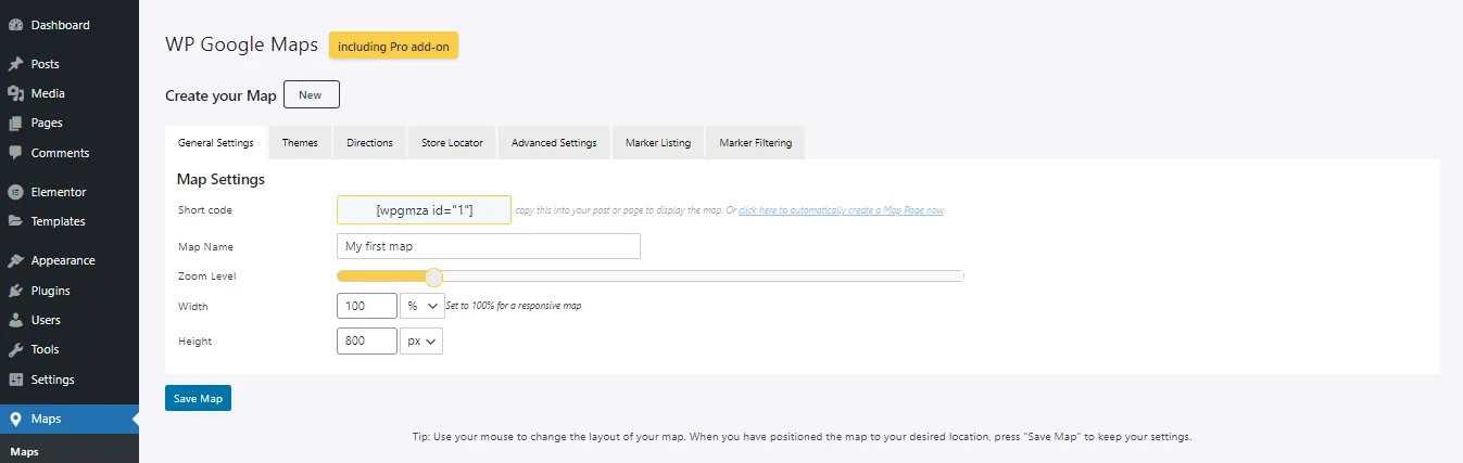 Creating your first map (Legacy) - WP Go Maps Documentation