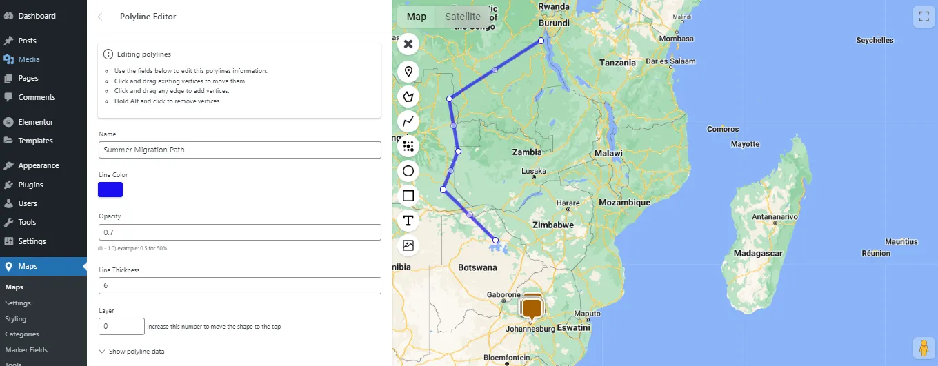 Adding A Polyline Wp Go Maps Documentation