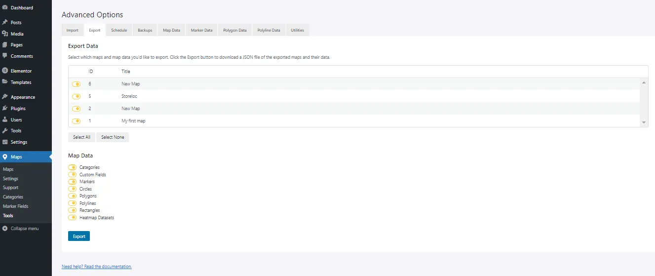 Exporting Data (JSON) - WP Go Maps Documentation